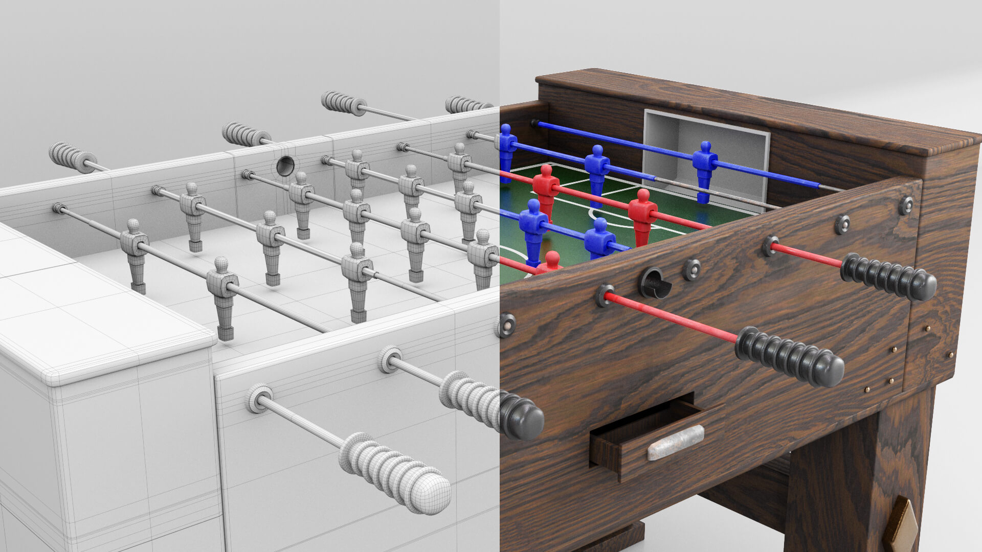 Vintage Foosball Table - 3D Model by guimart