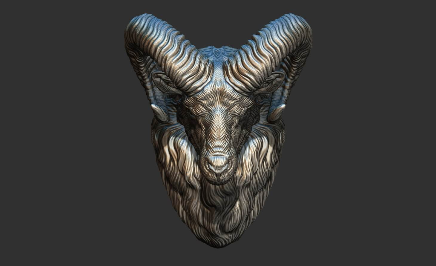 Big Horned Ram Head - 3D Model by guninnik81