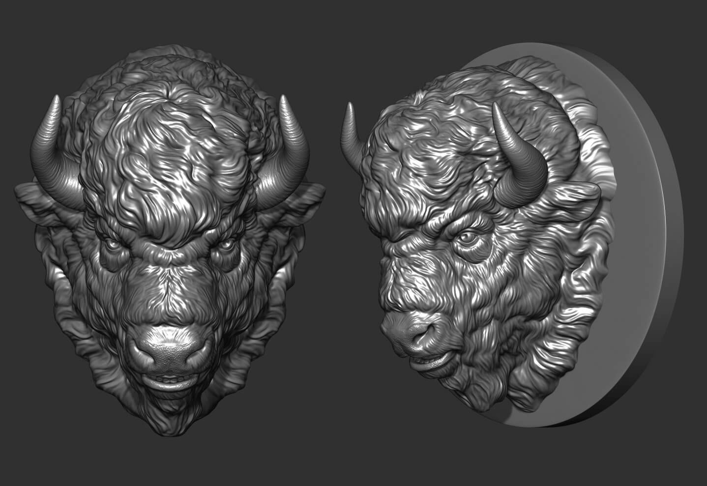 Bison Angry Head - 3D Model by guninnik81