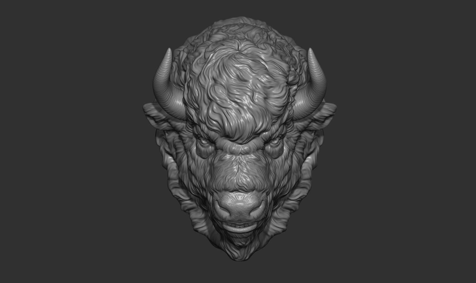 Bison Angry Head - 3D Model by guninnik81