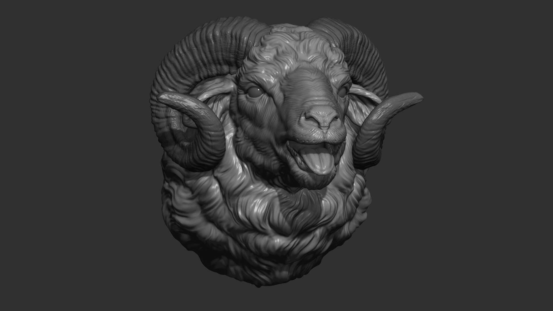Bleating Ram Head - 3D Model by guninnik81