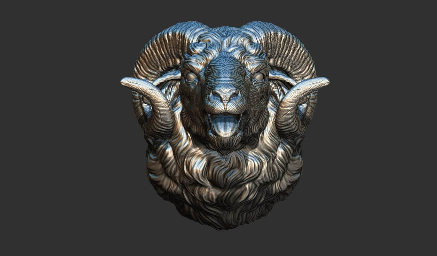 Bleating Ram Head - 3D Model by guninnik81