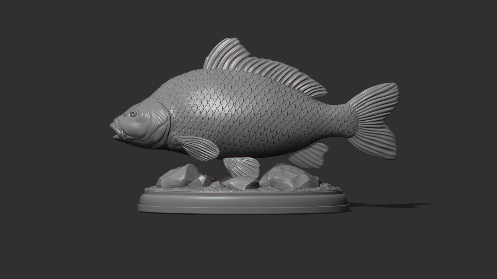 Carp Fish on The Base - 3D Print Model by guninnik81