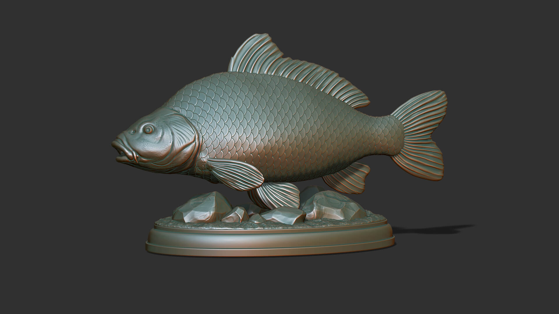 Carp Fish on The Base - 3D Model by guninnik81