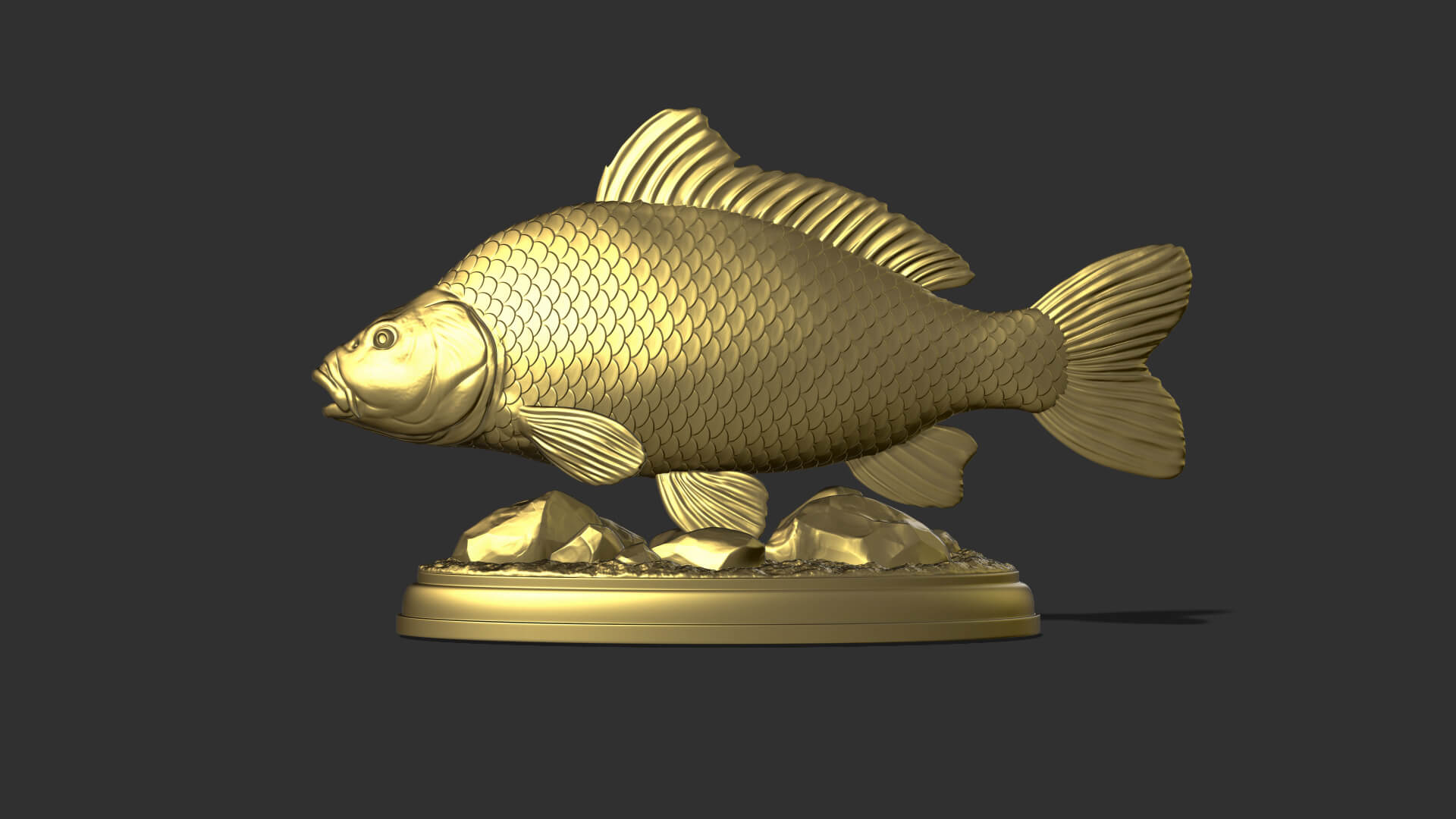 Carp Fish on The Base - 3D Model by guninnik81