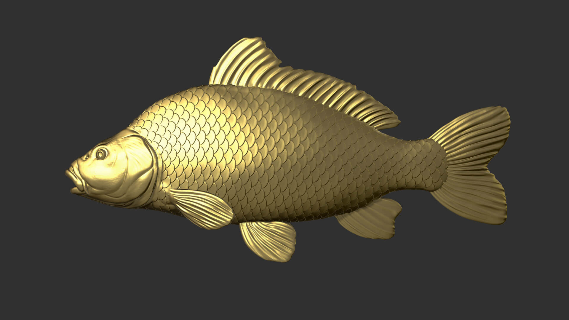 Carp Fish on The Base - 3D Print Model by guninnik81