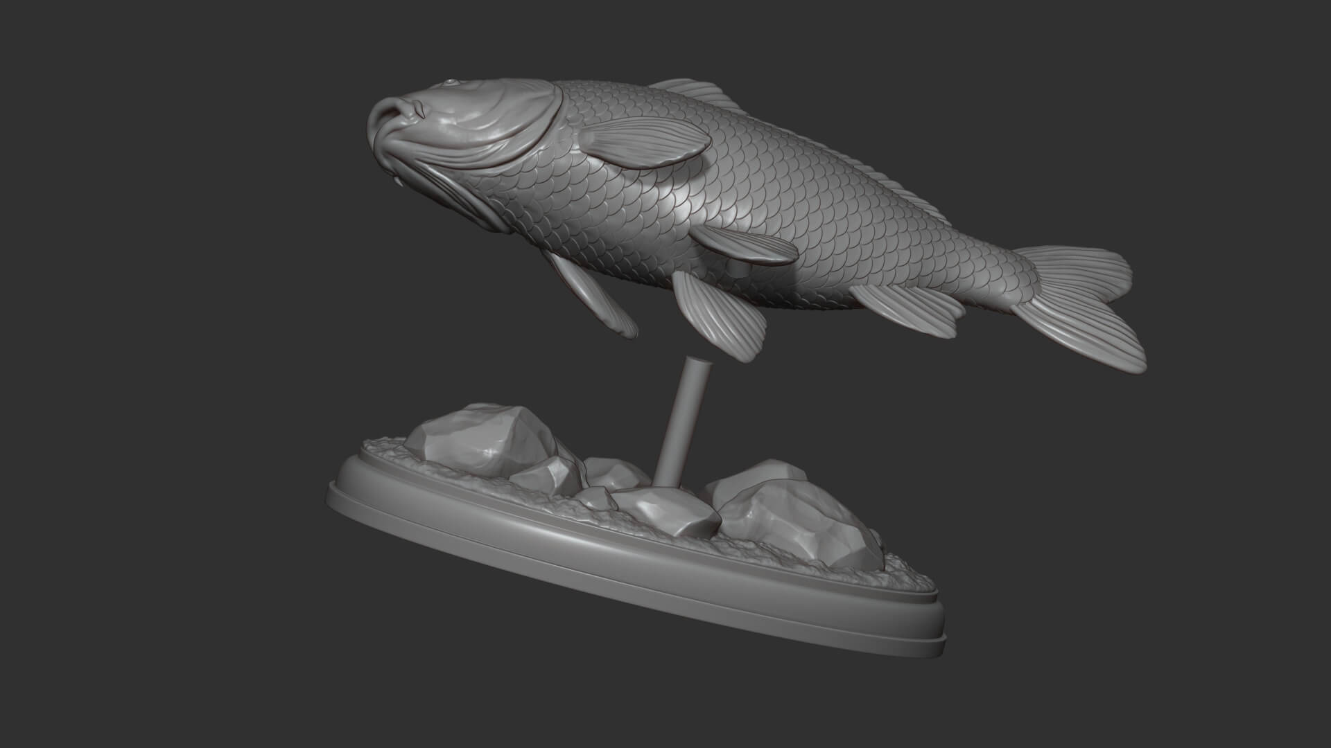 Carp Fish on The Base - 3D Model by guninnik81