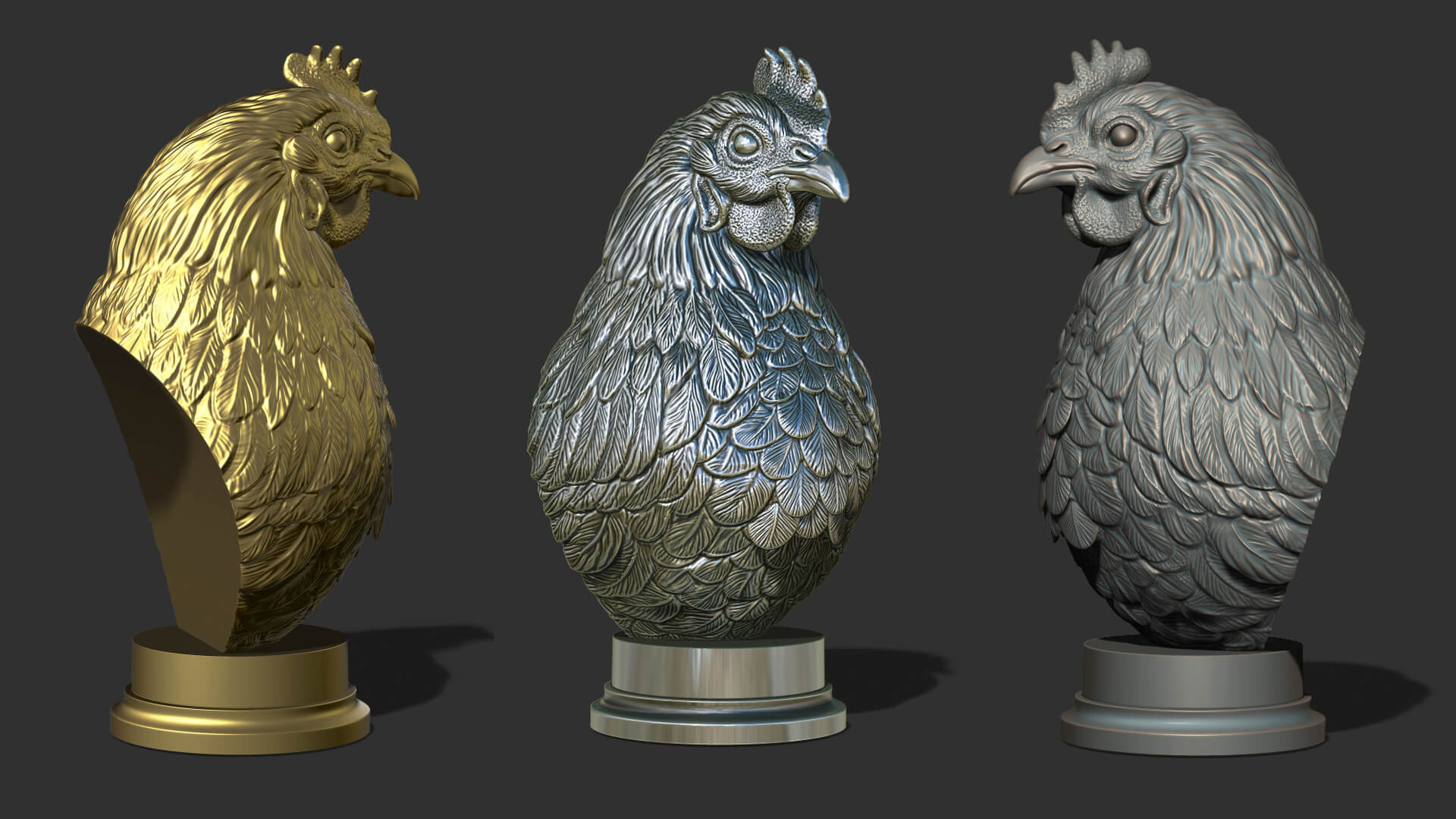 Chicken Bust Head - 3D Model by guninnik81