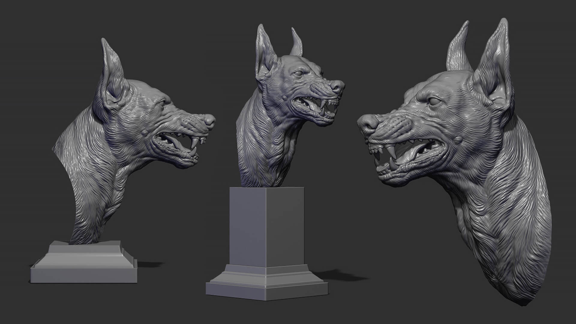 Doberman Head Grin - 3D Print Model by guninnik81