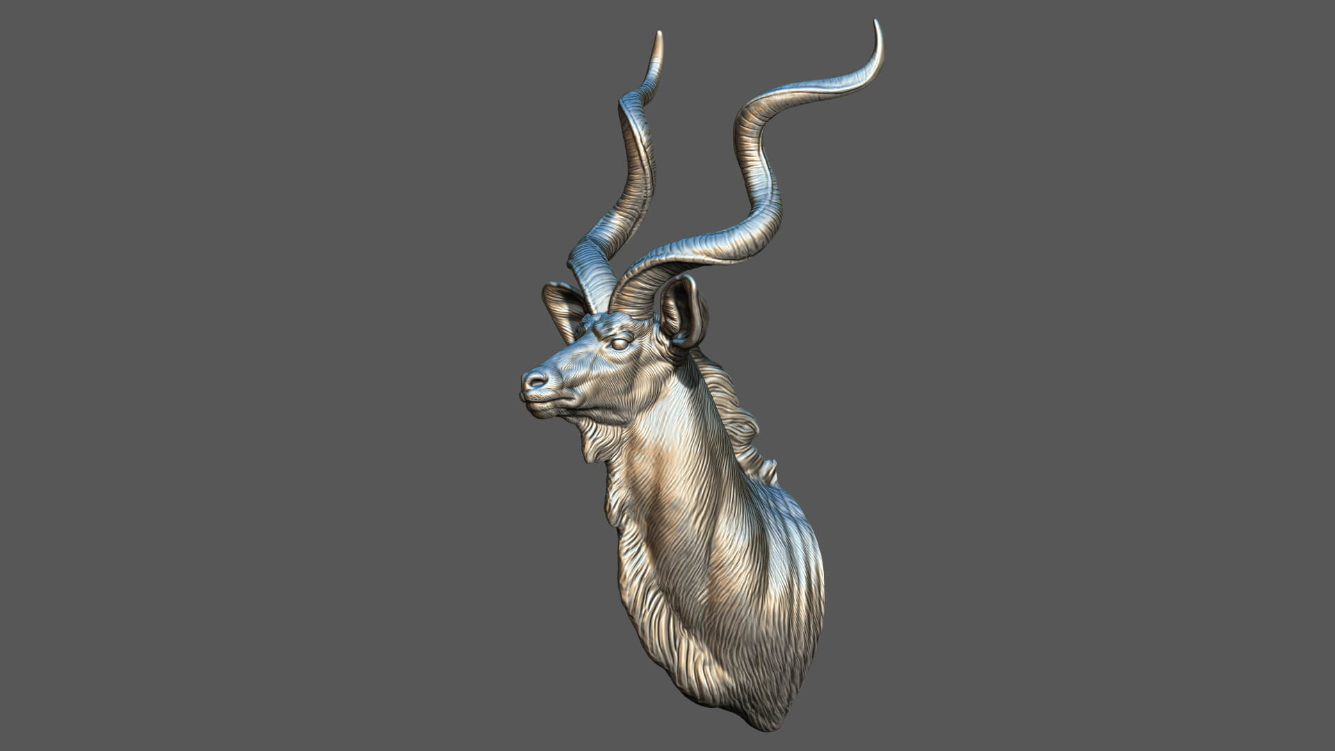 Greater Kudu Antelope Bust - 3D Model by guninnik81