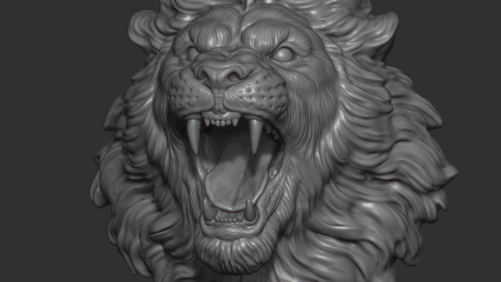 Lion With an Open Mouth - 3D Model by guninnik81