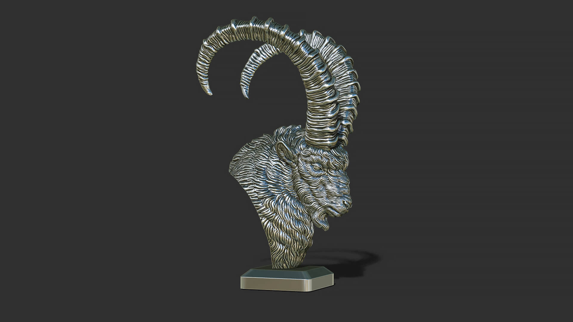 Nubian Ibex Bust - 3D Print Model by guninnik81