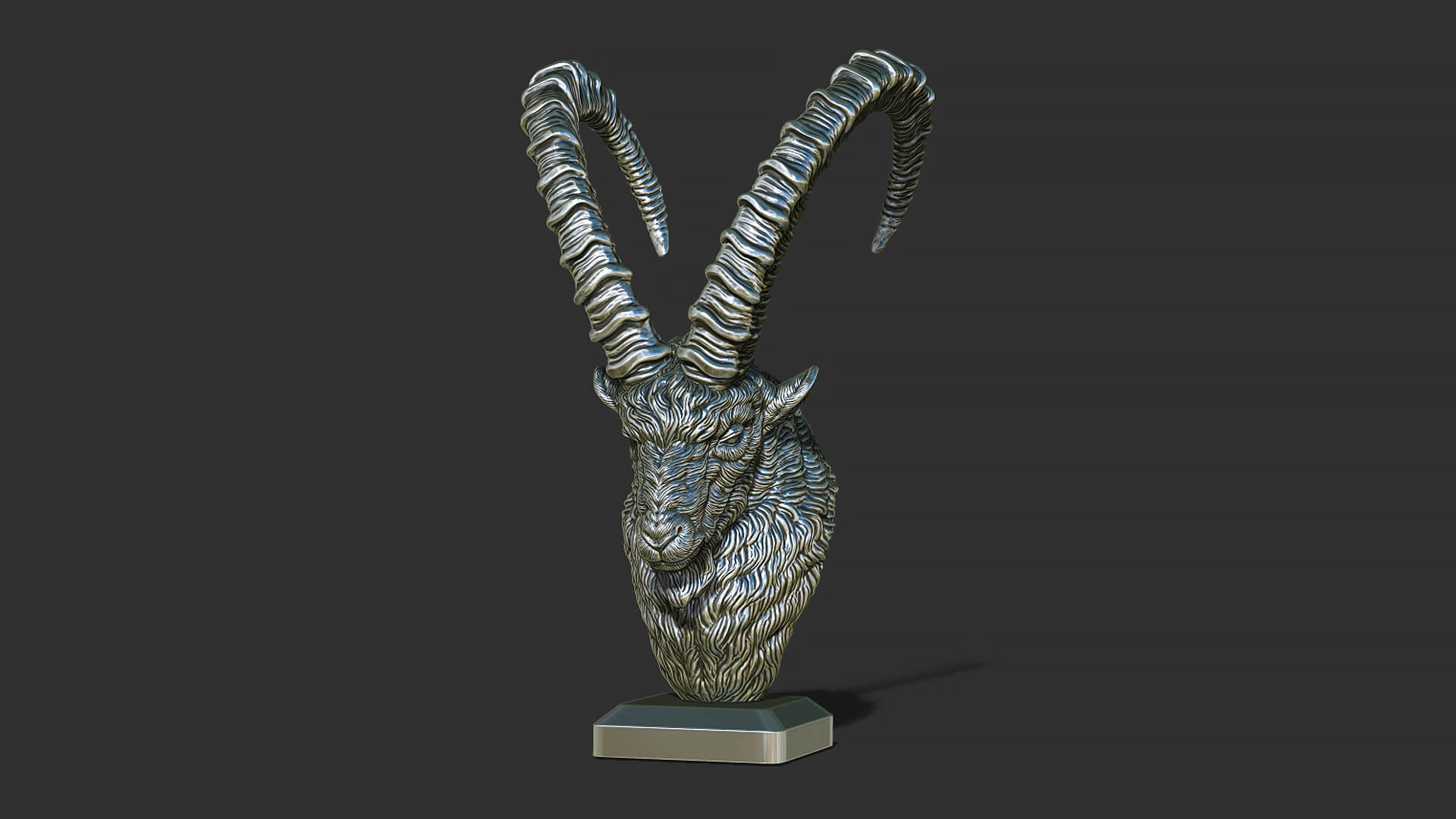 Nubian Ibex Bust - 3D Print Model by guninnik81
