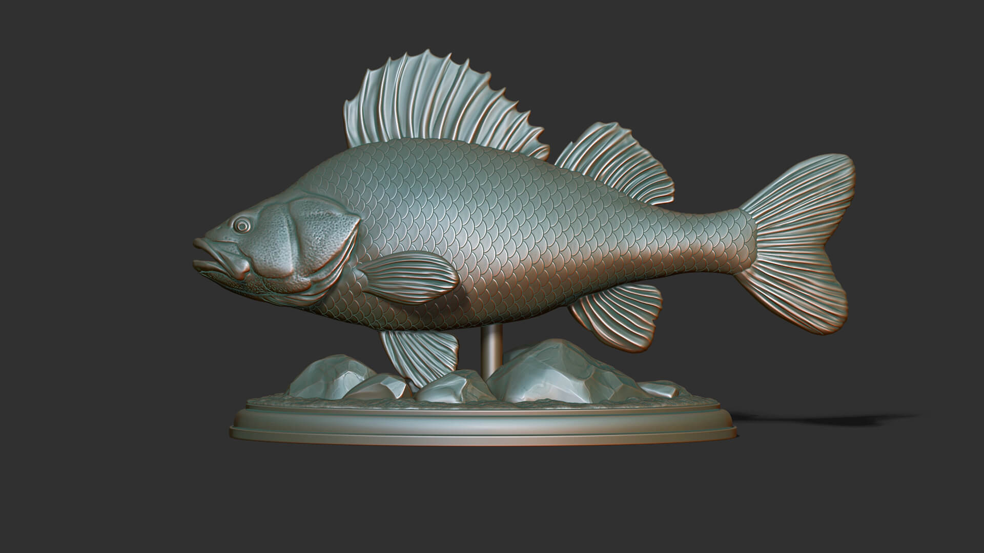 Perch Fish on The Base - 3D Print Model by guninnik81