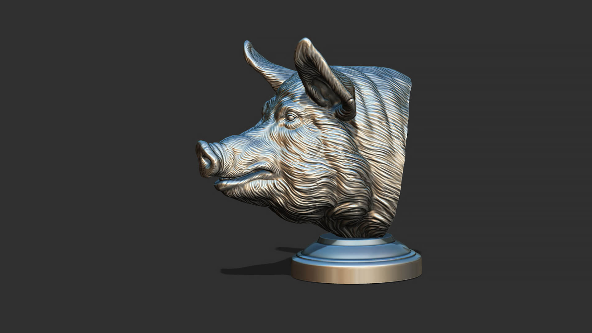 Pig Head Bust - 3D Print Model by guninnik81