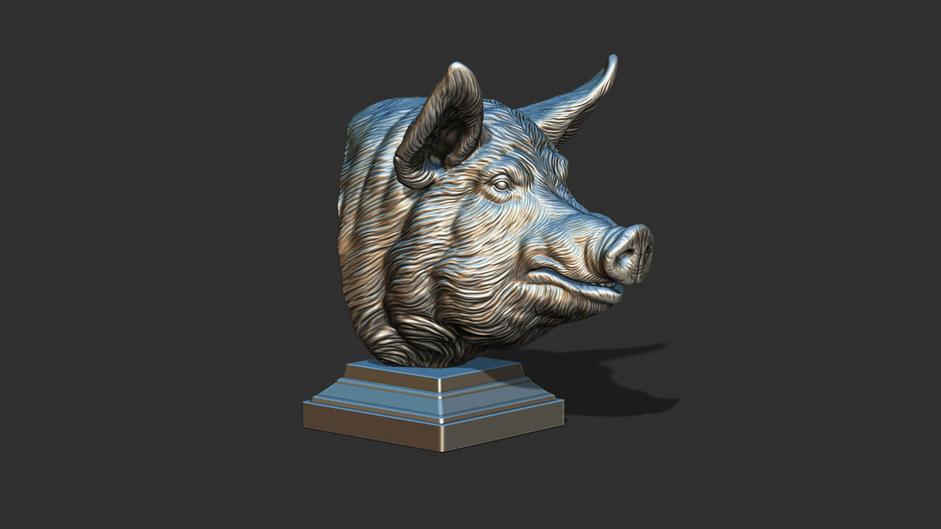 Pig Head Bust - 3D Print Model by guninnik81