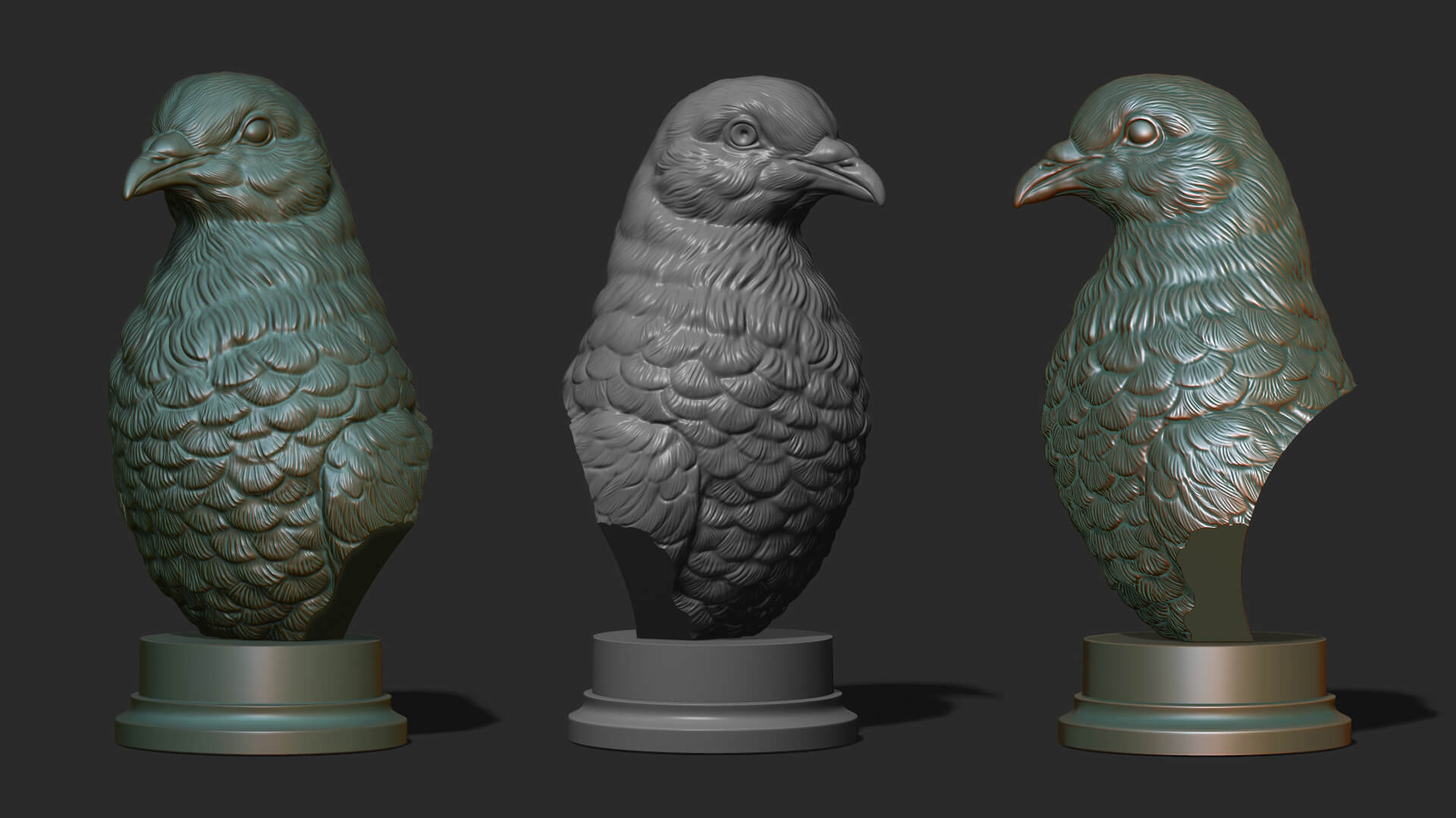 Pigeon Bust Bird - 3D Model by guninnik81