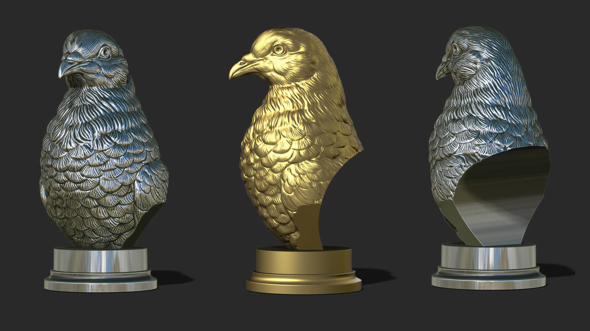 Pigeon Bust Bird - 3D Model by guninnik81