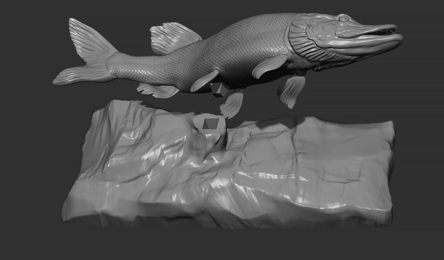 Pike Fish On The Base - 3D Model by guninnik81