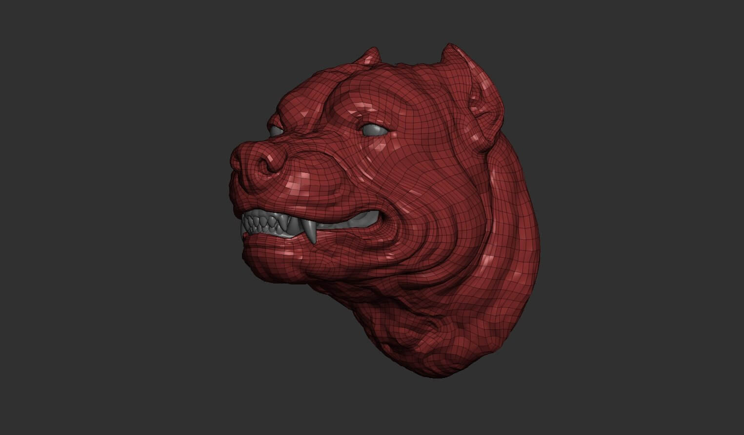 Pitbull Angry Head - 3D Model by guninnik81