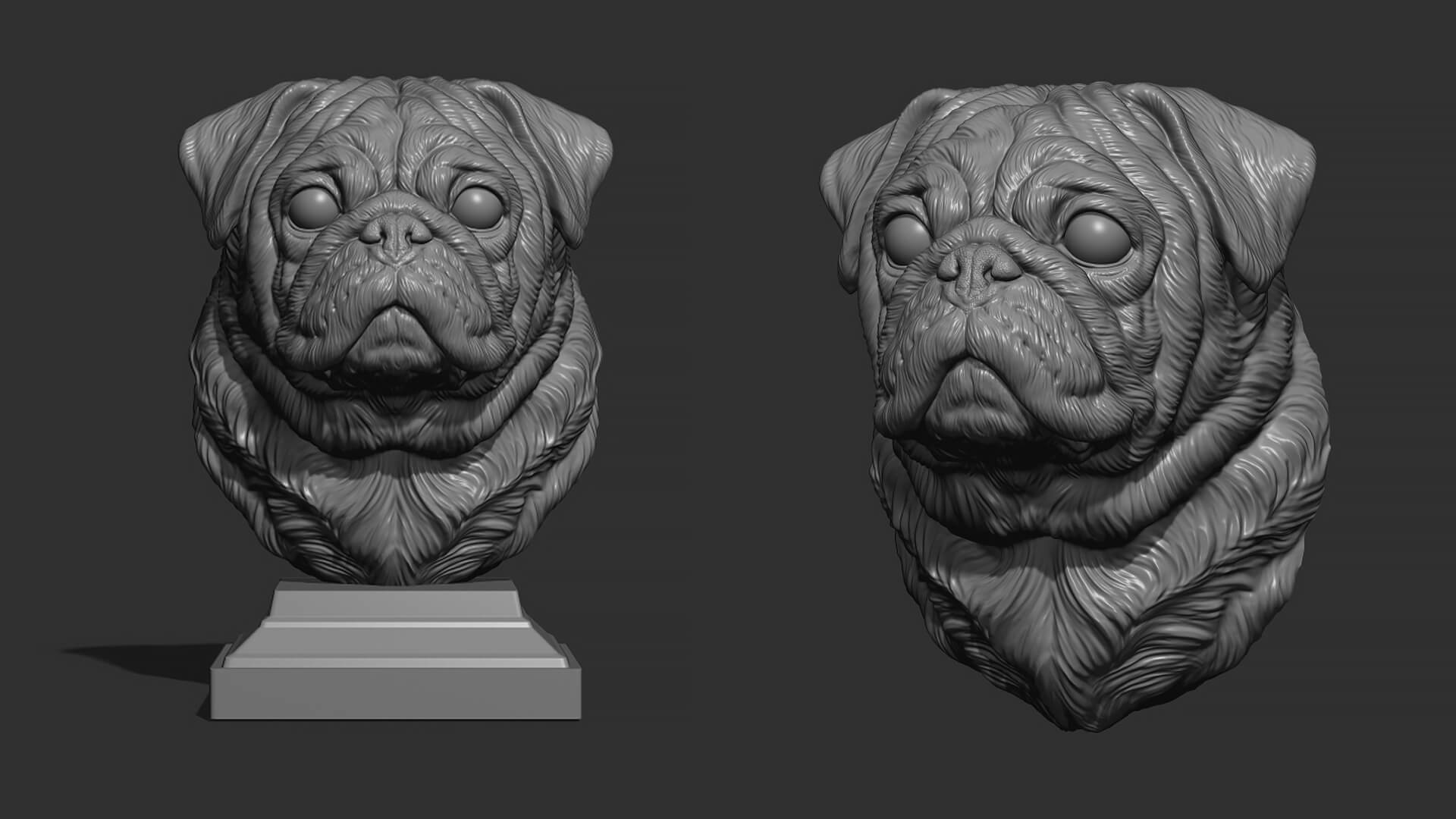 Pug Dog Head - 3D Print Model by guninnik81
