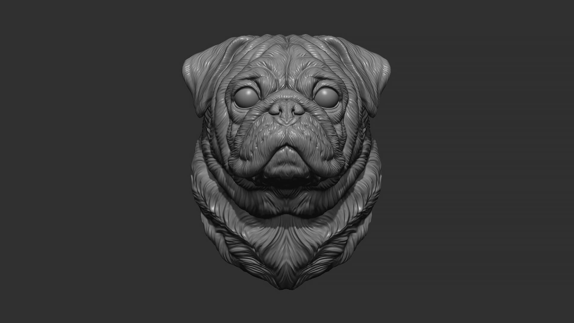 Pug Dog Head - 3D Model by guninnik81