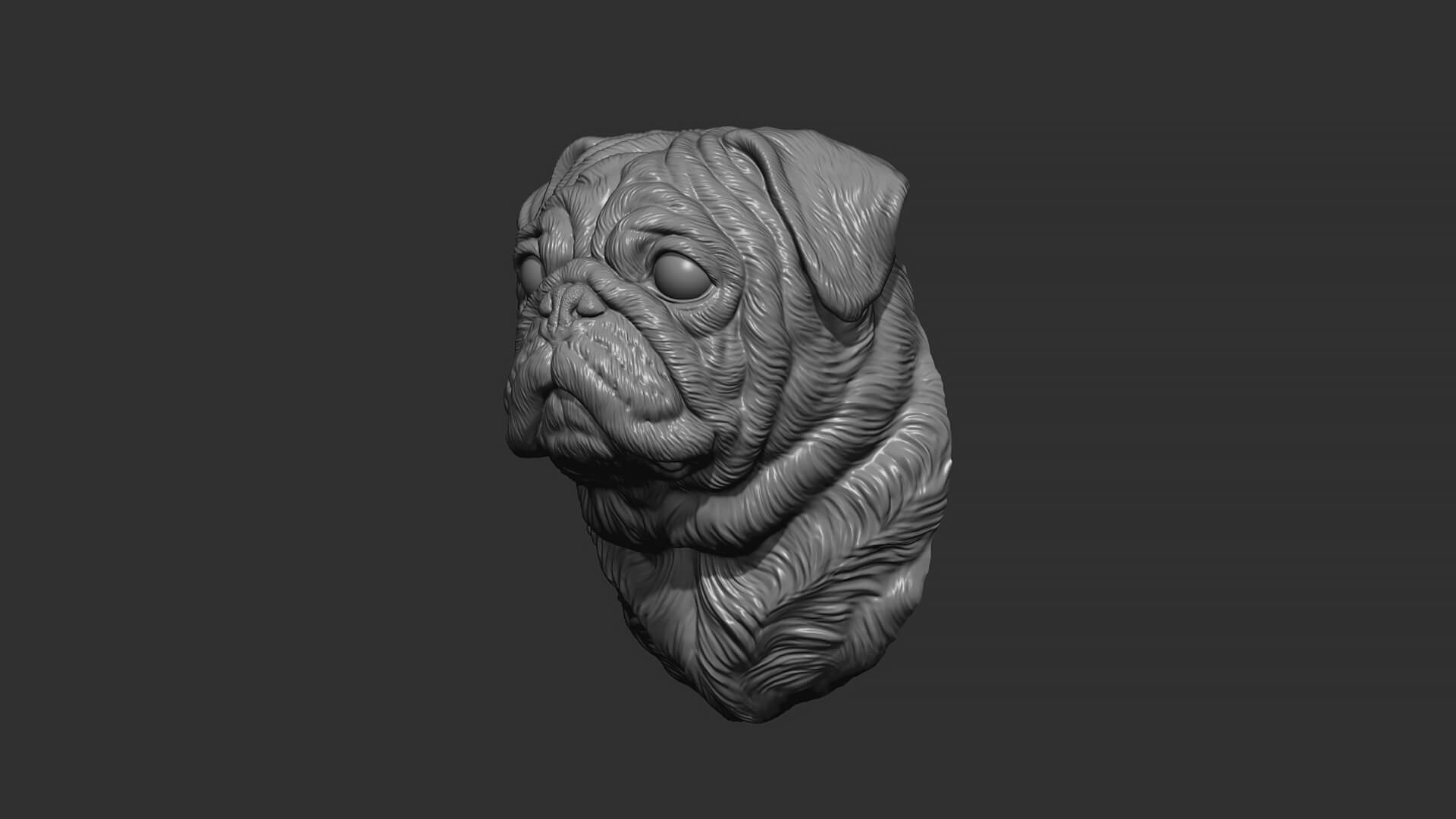 Pug Dog Head - 3D Model by guninnik81
