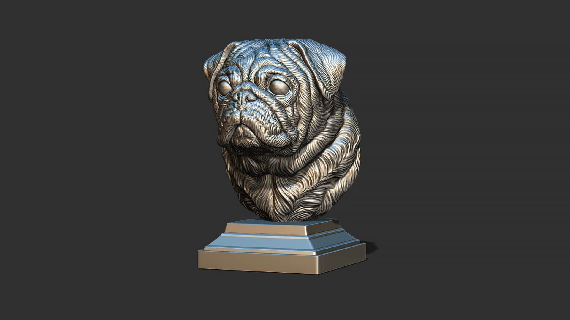 Pug Dog Head - 3D Print Model by guninnik81