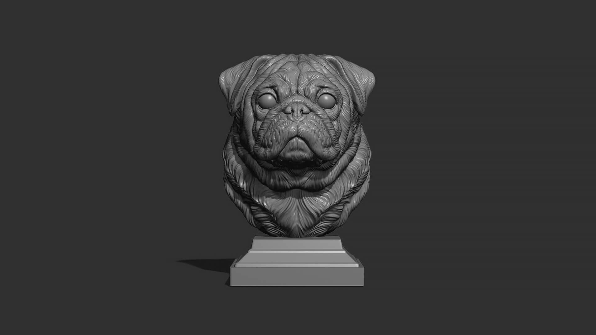Pug Dog Head - 3D Model by guninnik81