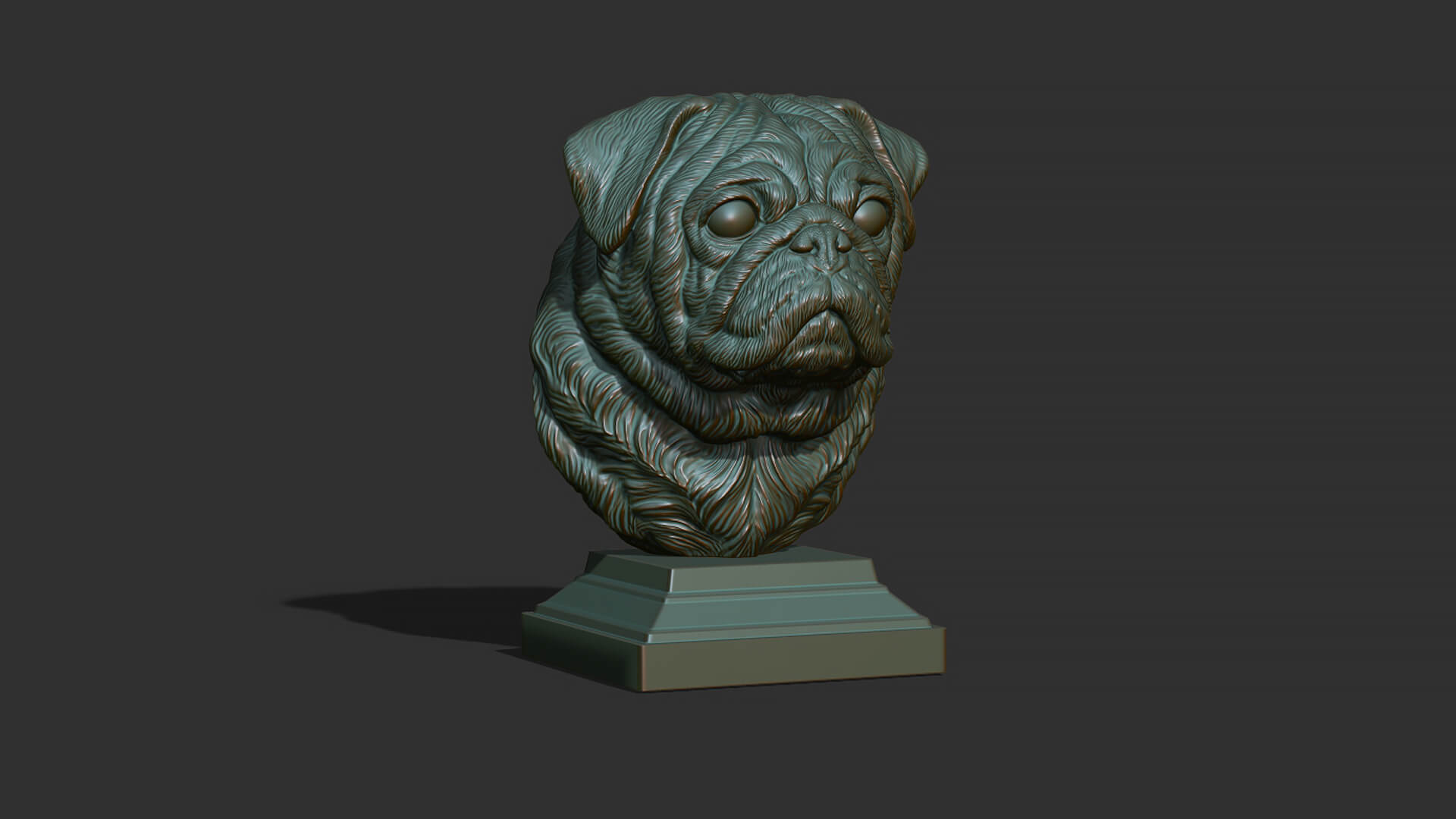 Pug Dog Head - 3D Print Model by guninnik81