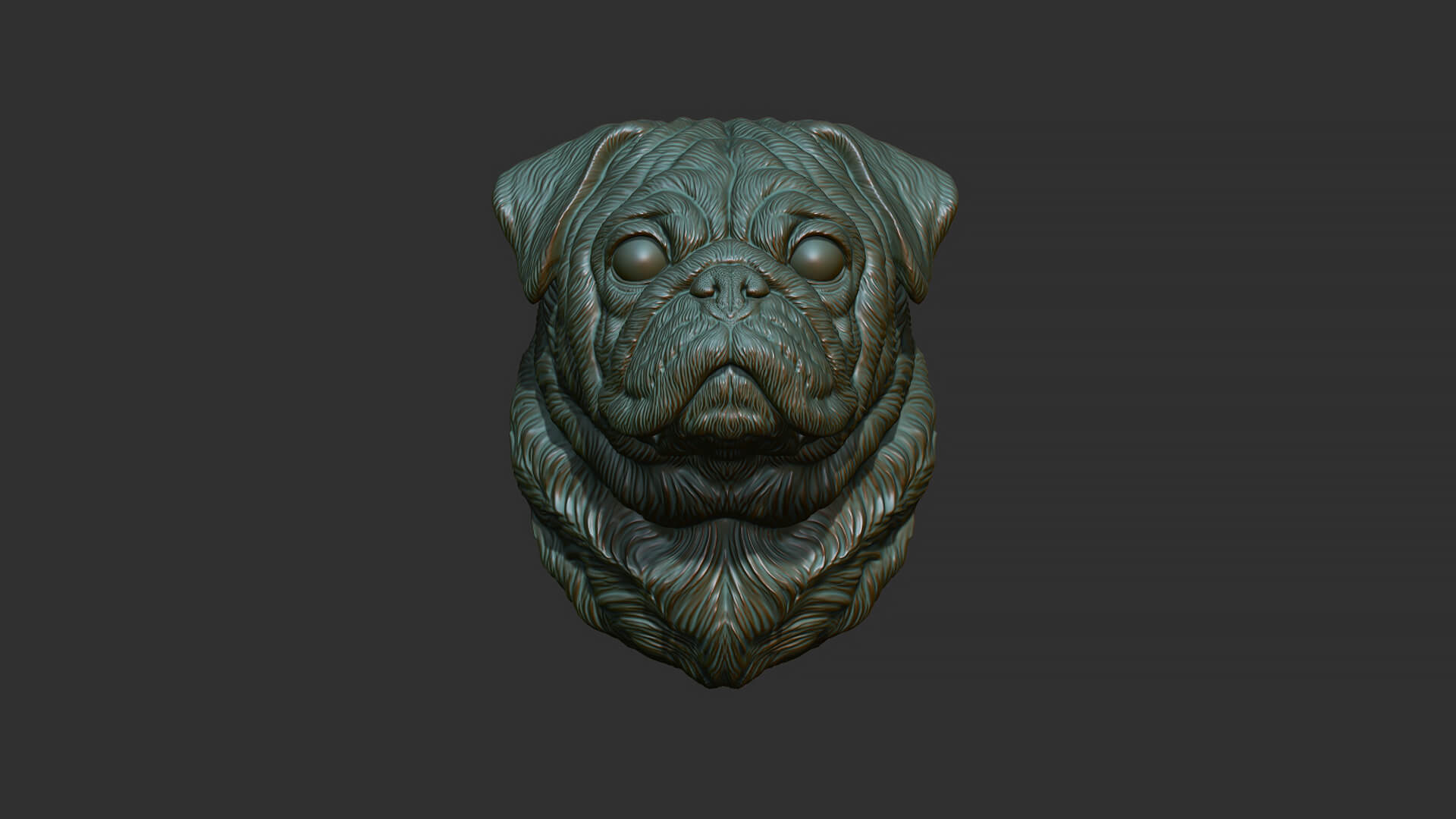 Pug Dog Head - 3D Model by guninnik81