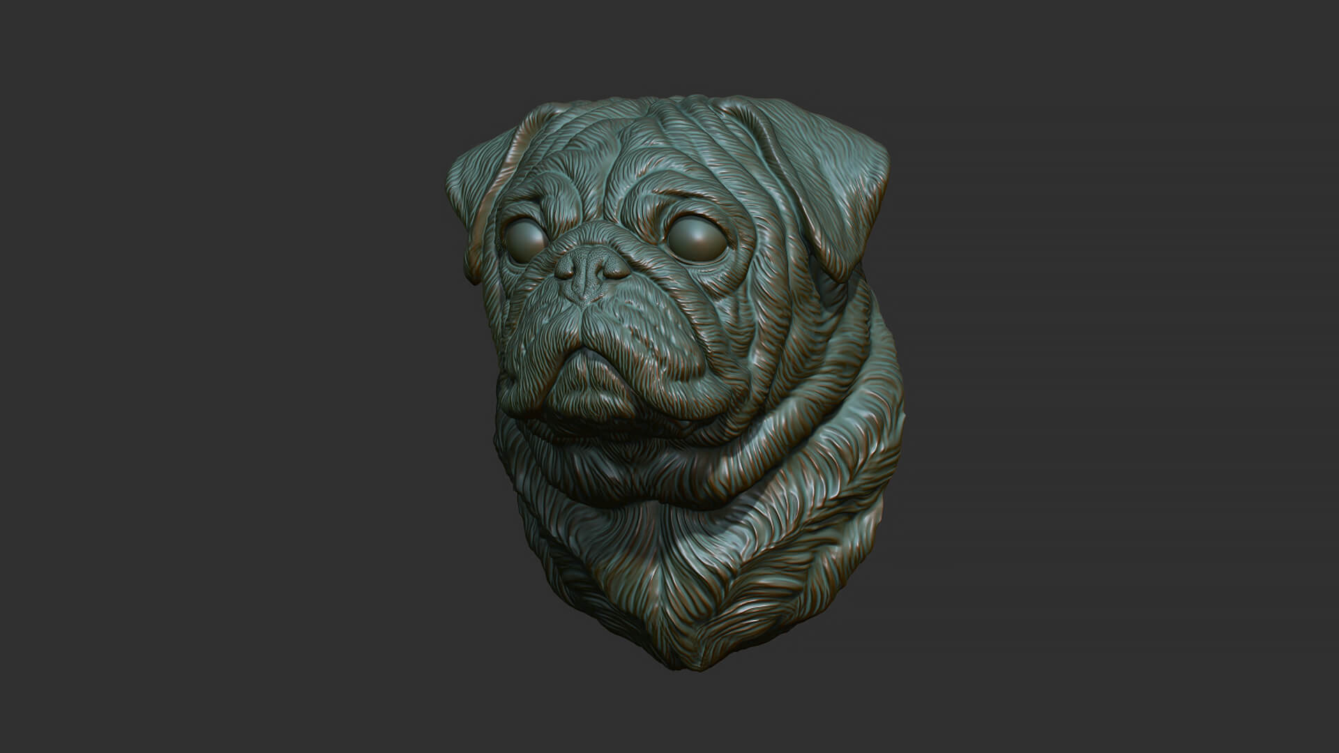 Pug Dog Head - 3D Model by guninnik81