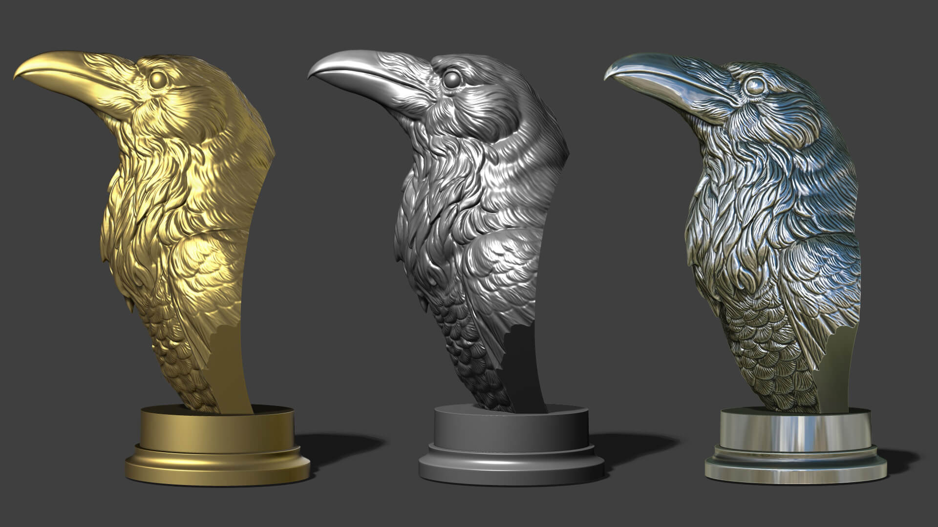Raven Head Bust - 3D Model by guninnik81