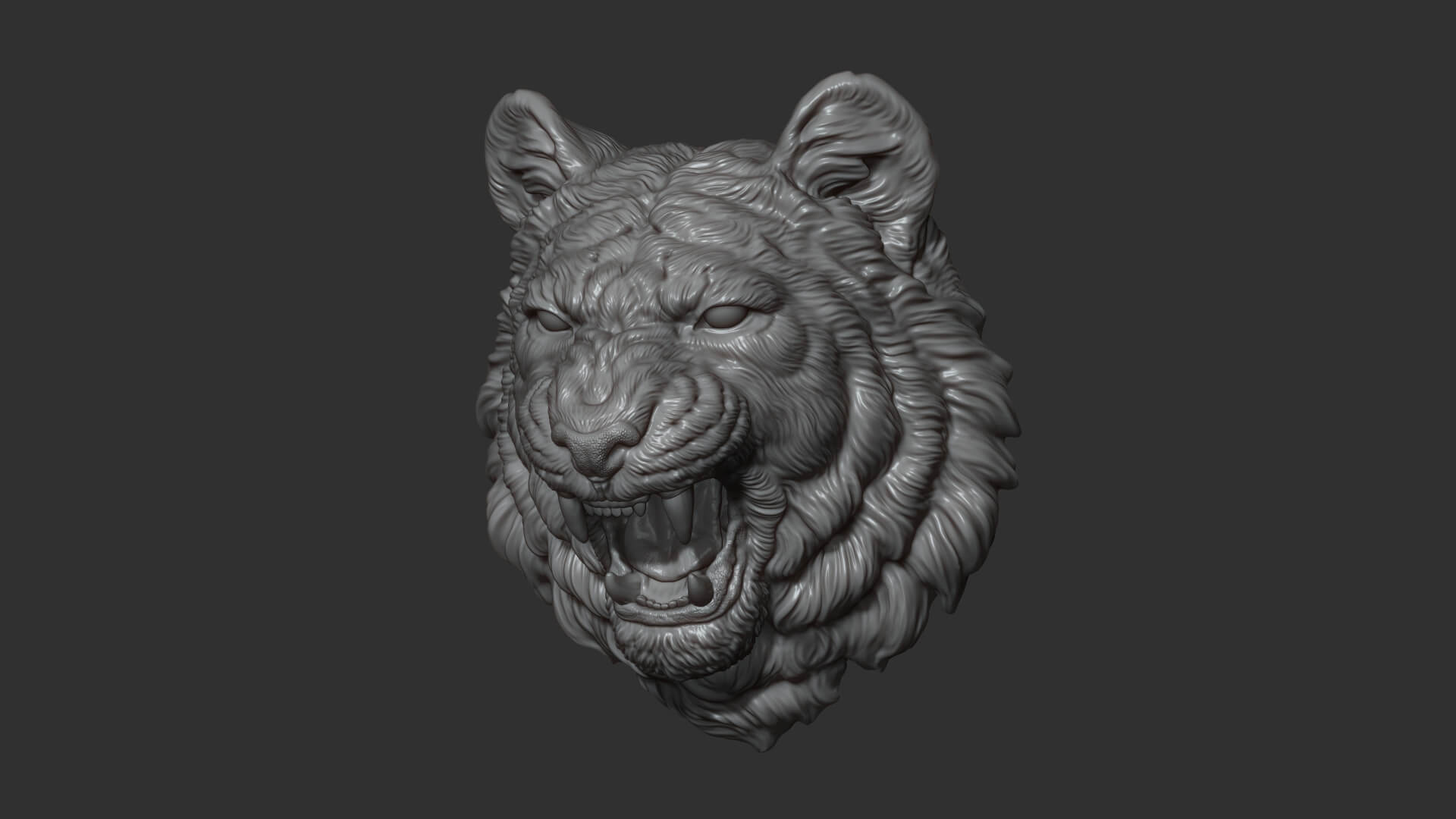 Tiger Grin on The Wall - 3D Model by guninnik81