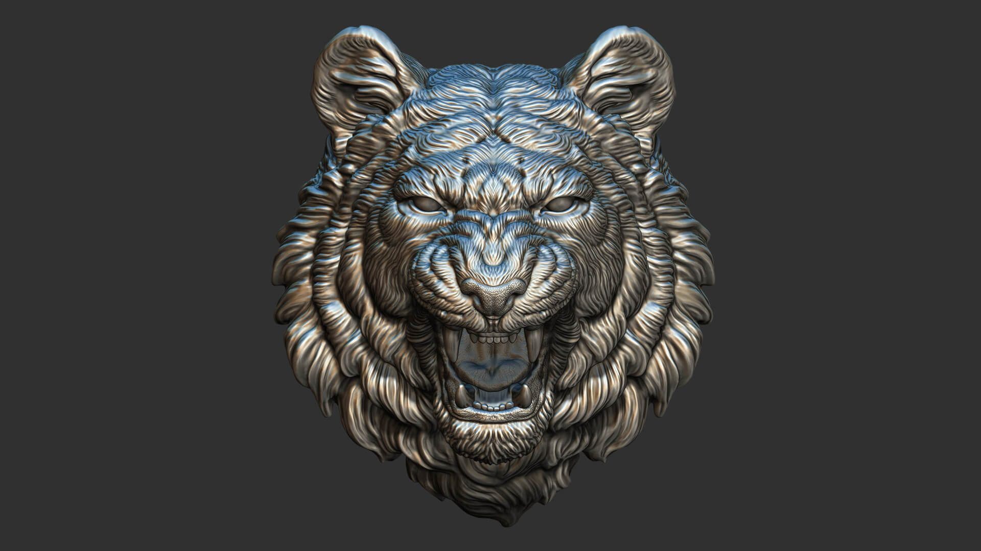 Tiger Grin on The Wall - 3D Model by guninnik81