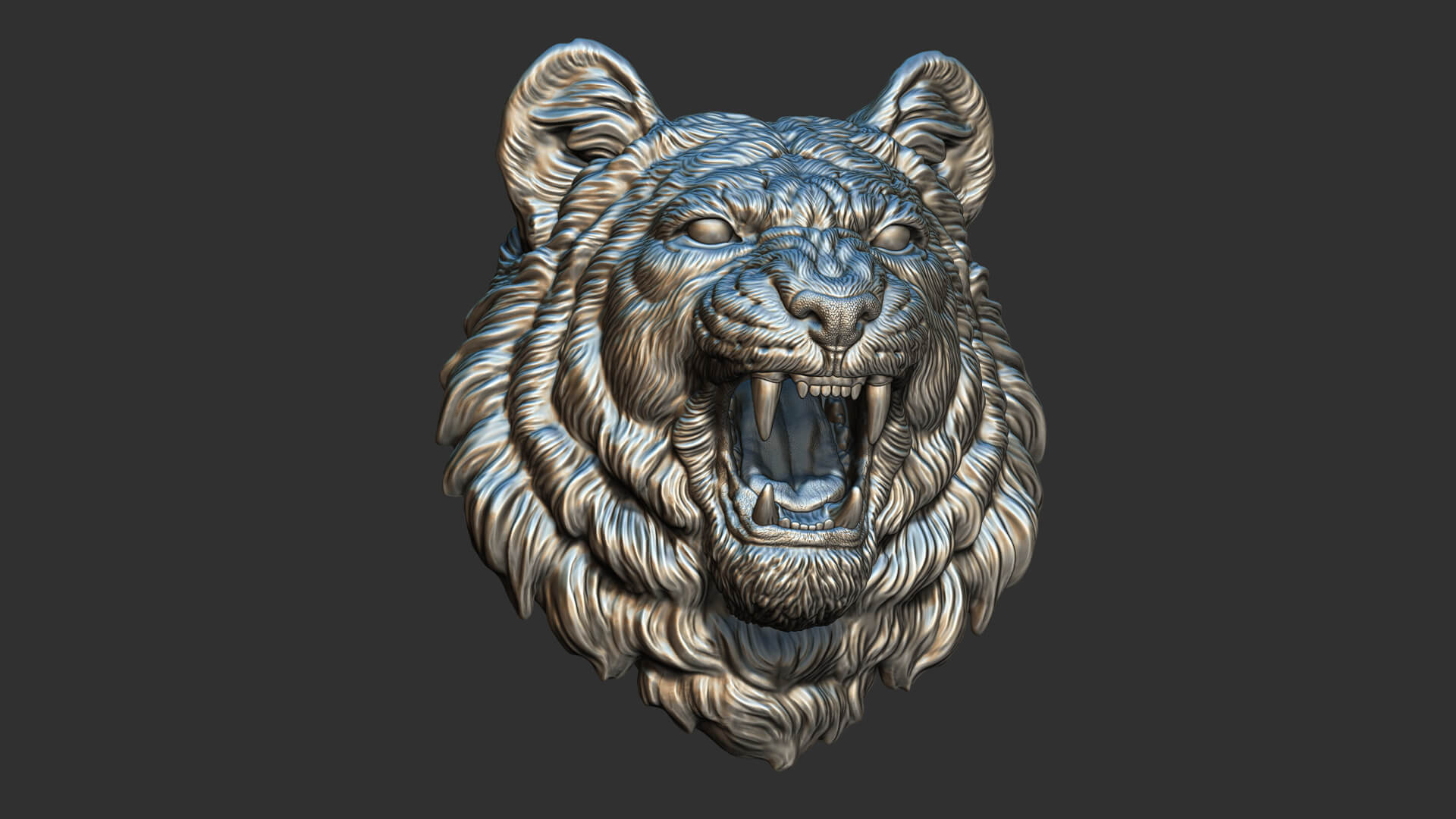 Tiger Grin on The Wall - 3D Model by guninnik81