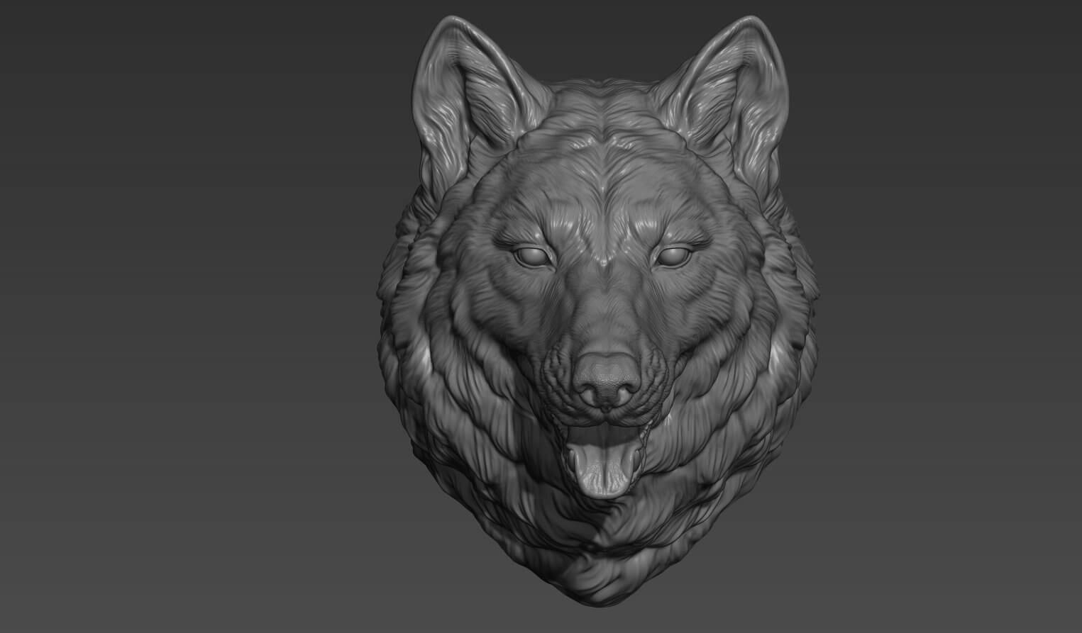 Wolf Head with A Mouth - 3D Print Model by guninnik81
