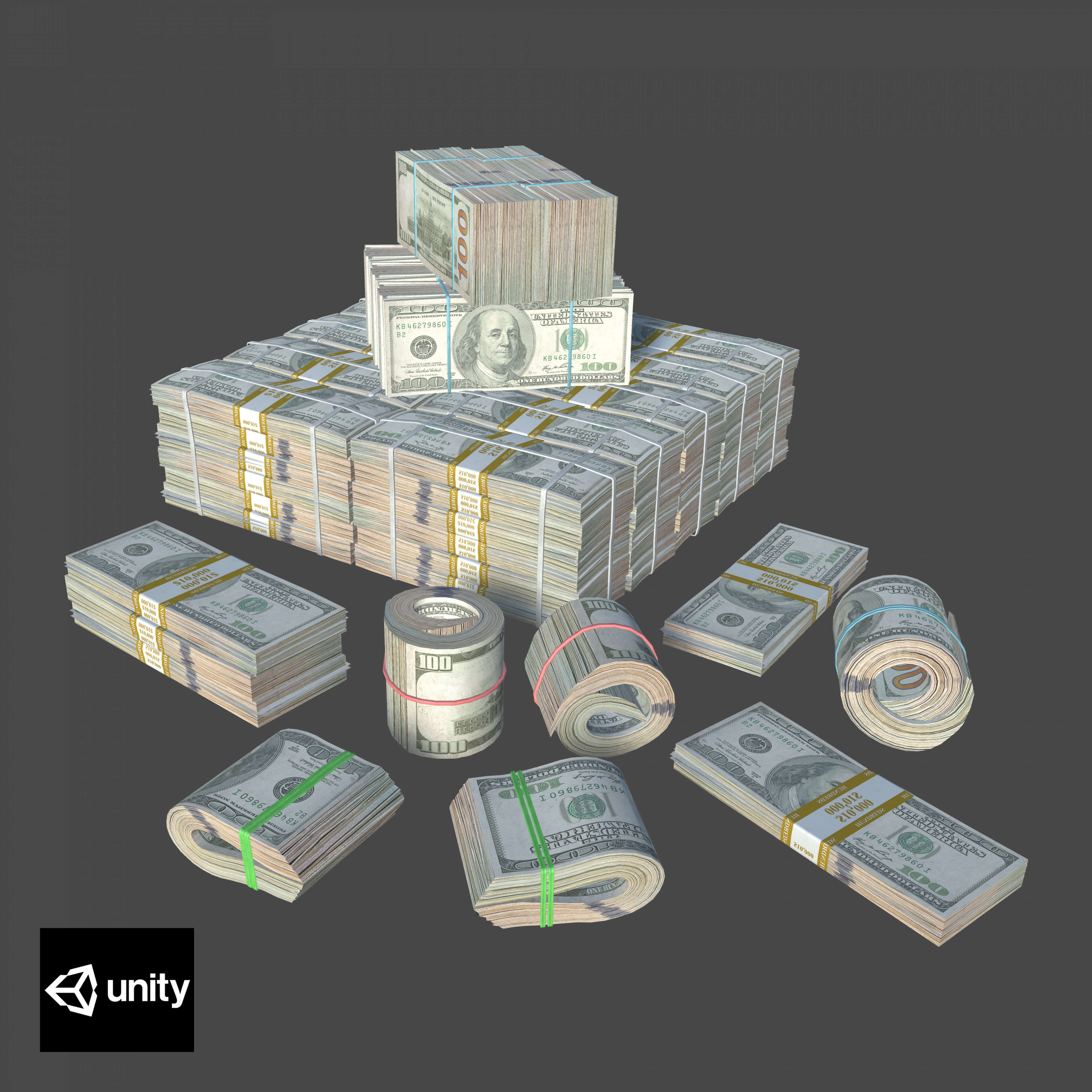 Money Stack Set - 3D Model by GunsNTanks