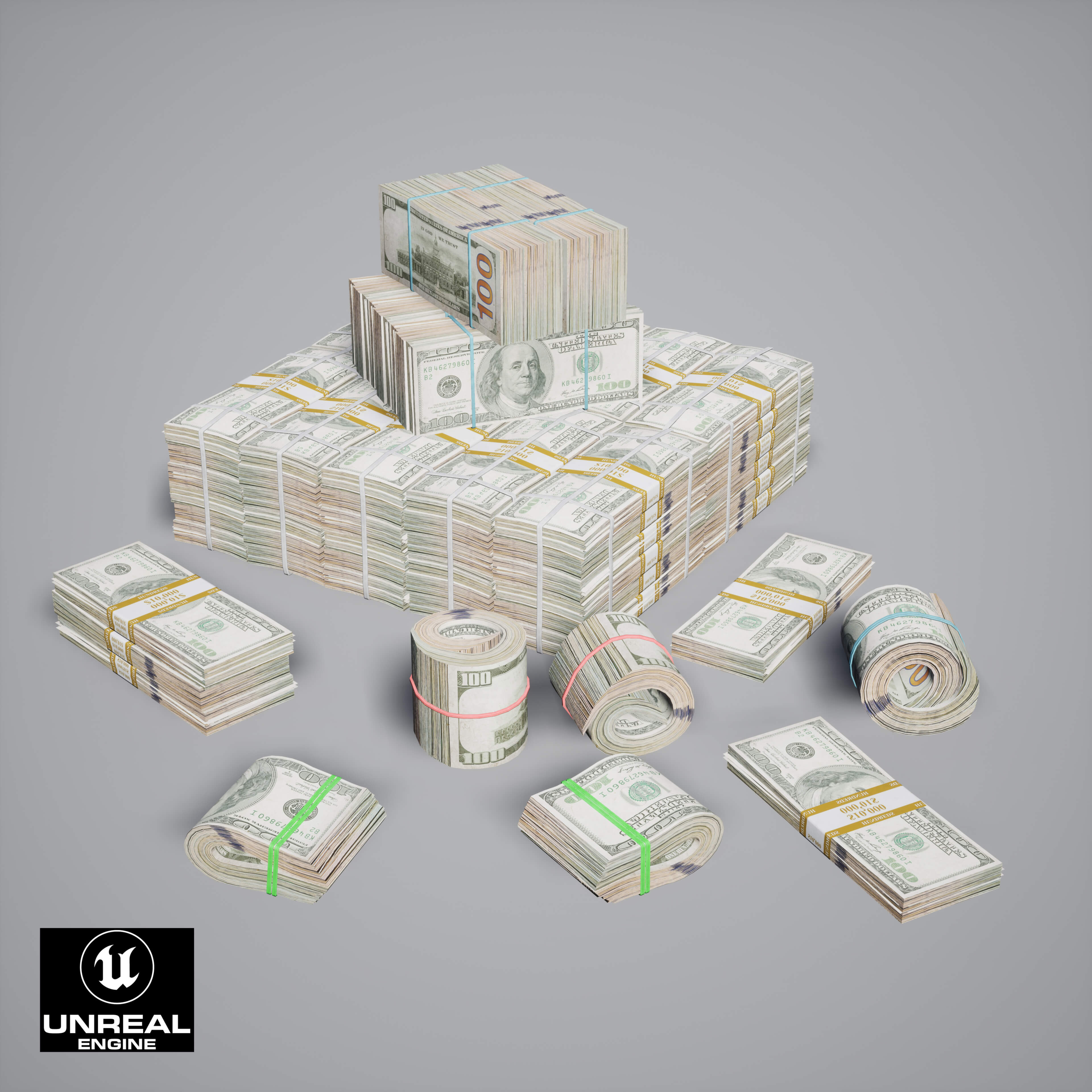 Money Stack Set - 3D Model by GunsNTanks
