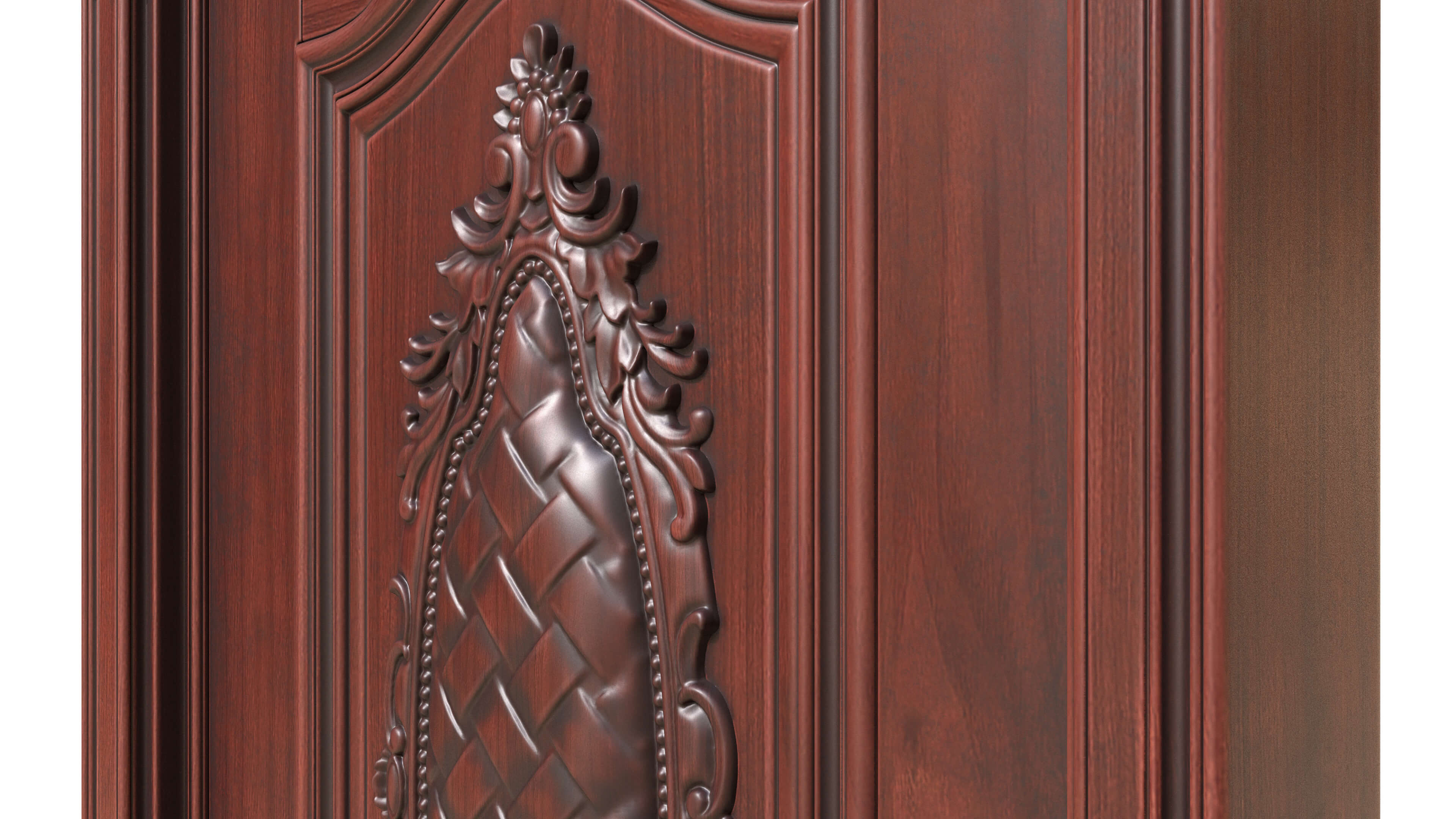 European Style Carved Solid Wood Door - 3D Model by guseguxiang