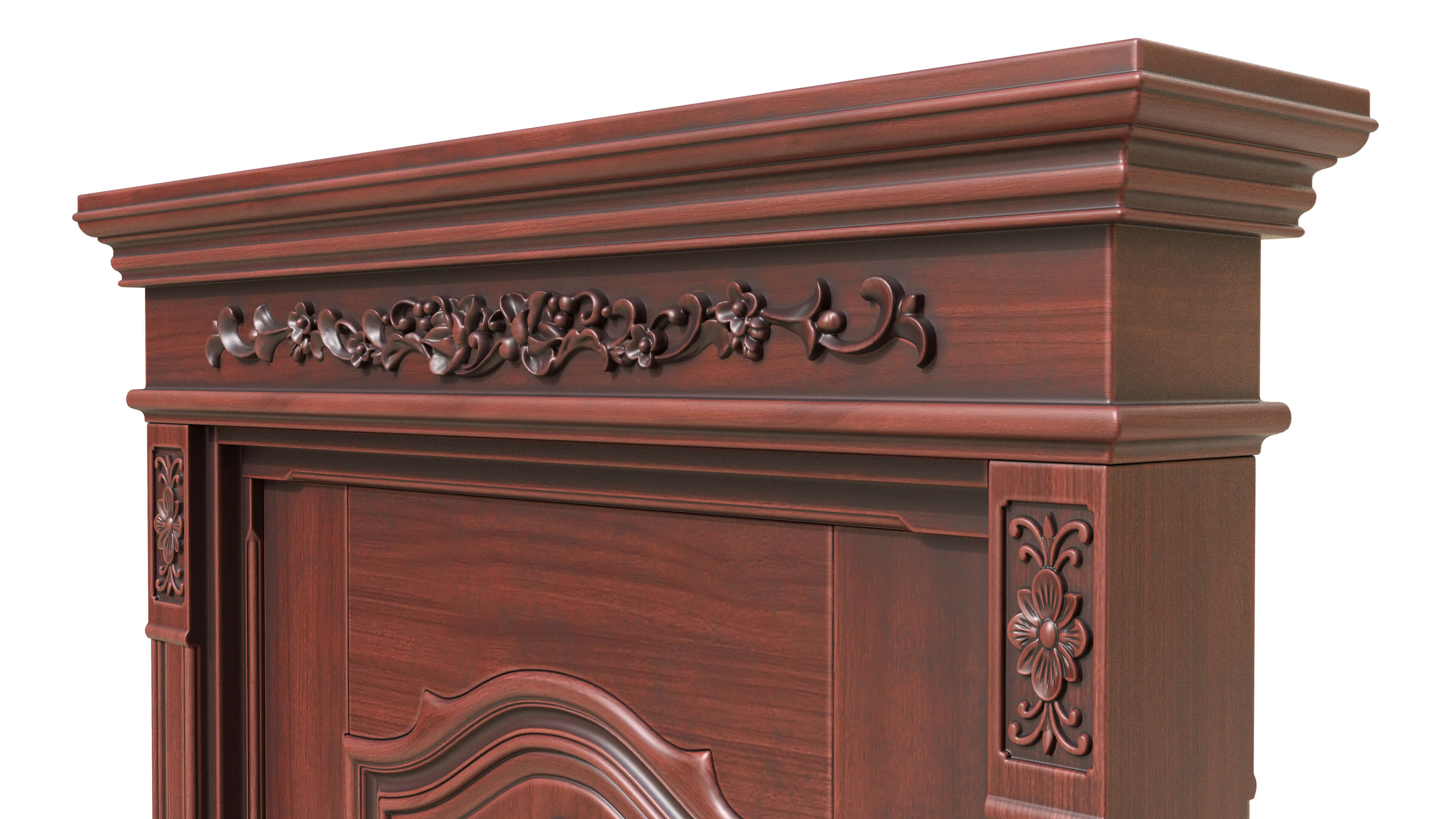 European Style Carved Solid Wood Door - 3D Model by guseguxiang