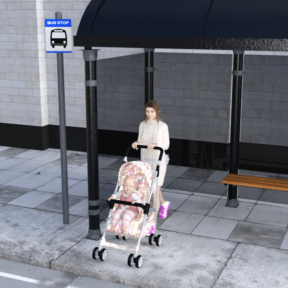 No stroller in the bus ! 3D Render, Digital Art by guy91600