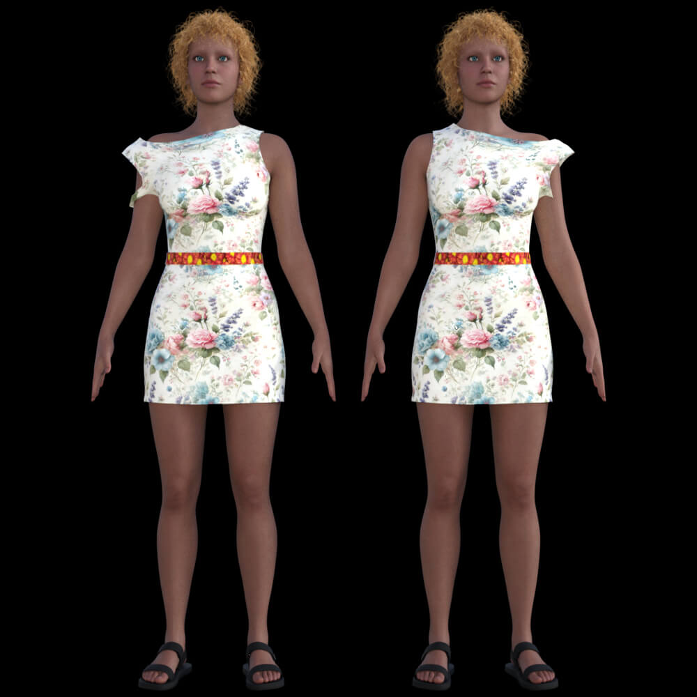 Short Floral Dress for G9F - Daz Content by guy91600