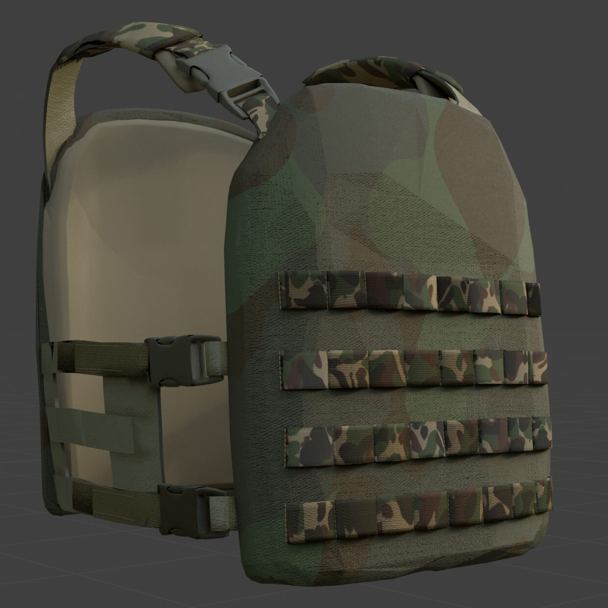Plate Carrier Vest Molle Military Soldier Camo - 3D Model by Guyonetheonly