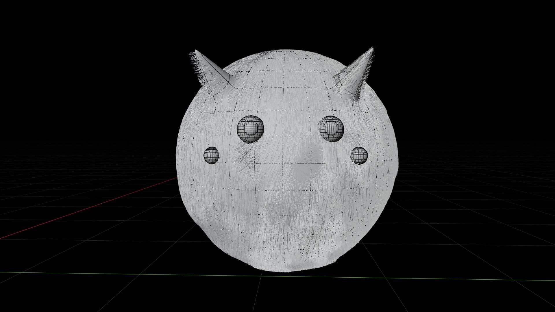 Cute Fluffy Ball Character - 3D Model by gvart