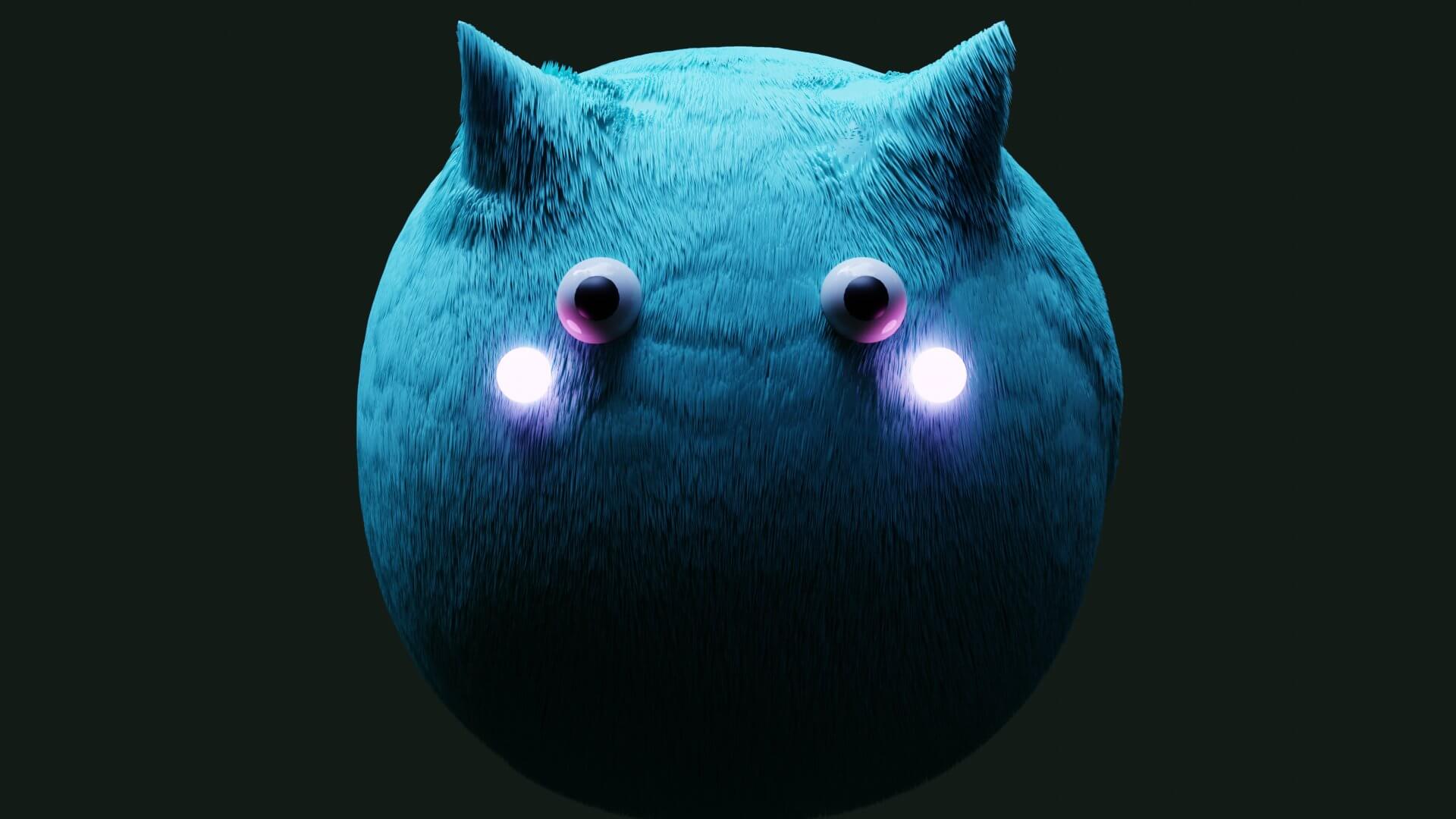 Cute Fluffy Ball Character - 3D Model by gvart