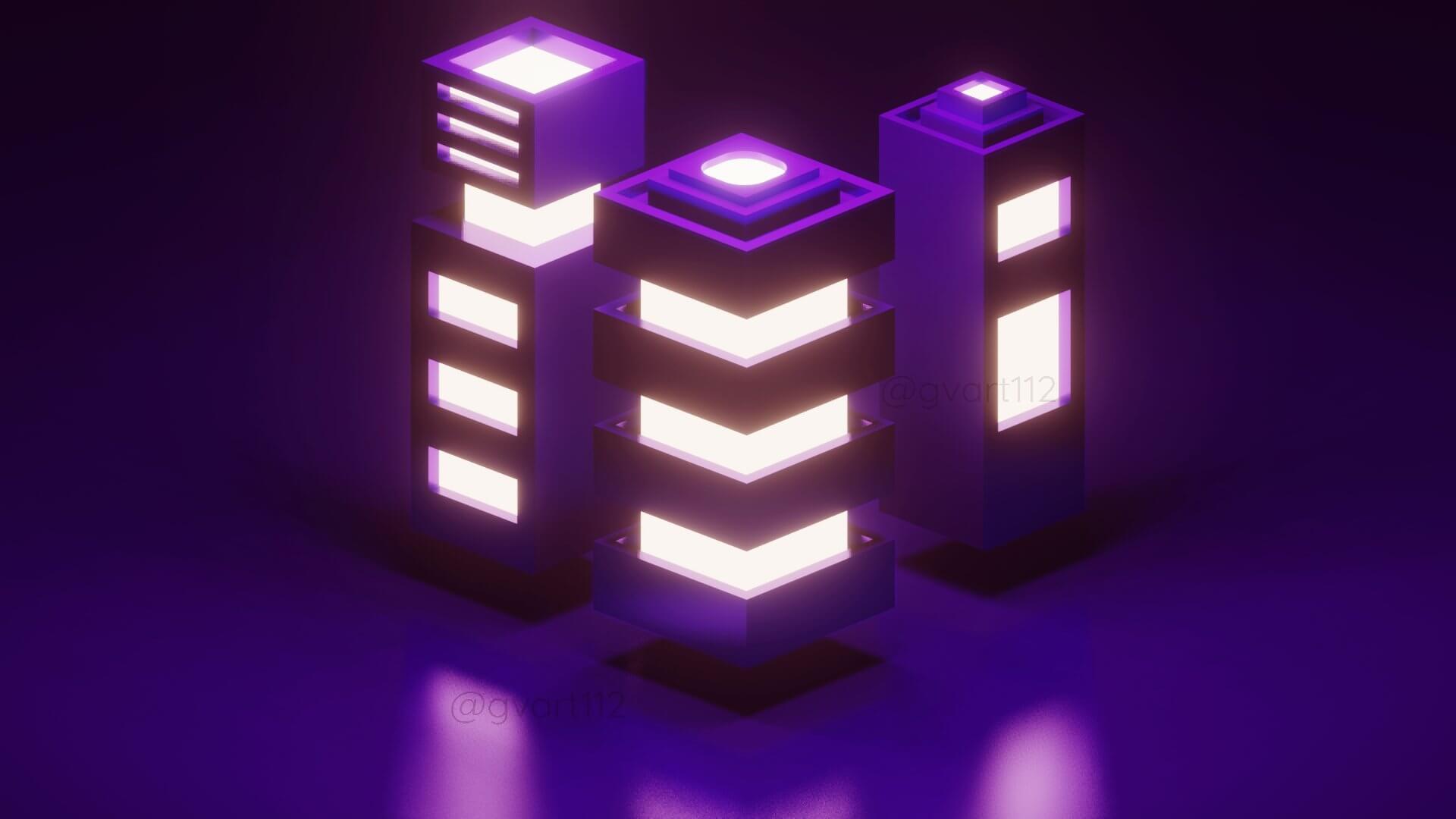 Isometric Purple Building - 3D Model by gvart