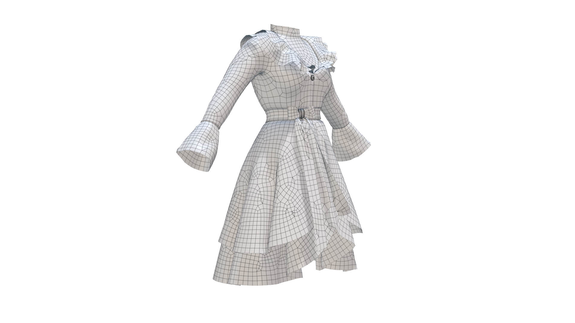 Gothic Ruffle Coat Dress - 3D Model by H3afDya