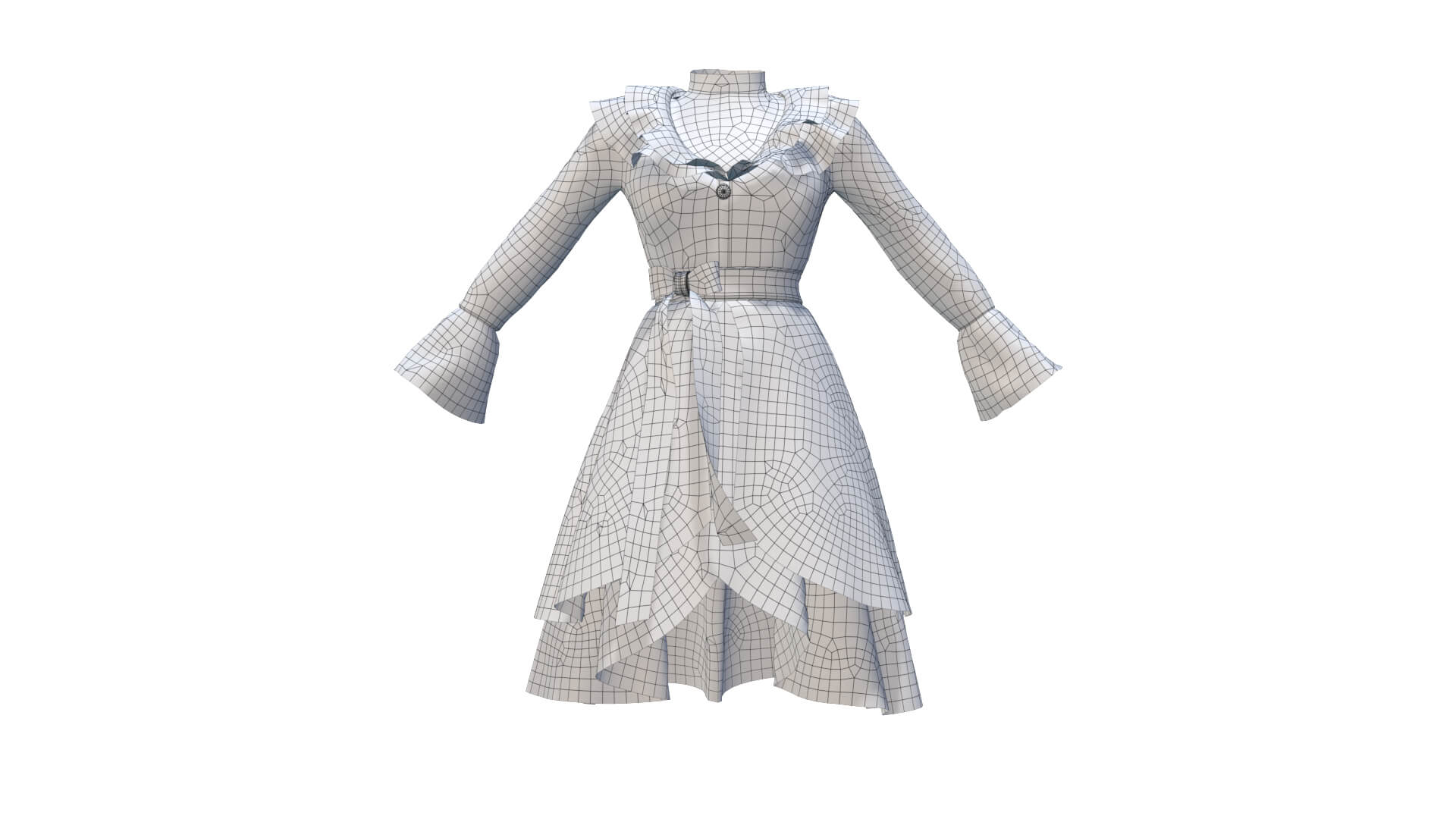 Gothic Ruffle Coat Dress - 3D Model by H3afDya