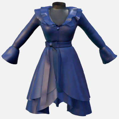 Gothic Ruffle Coat Dress - 3D Model by H3afDya